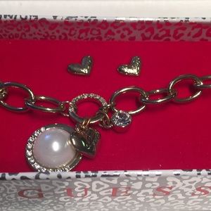Guess | Jewelry | Guess New Gold Chain Charms Bracelet Earrings | Poshmark
